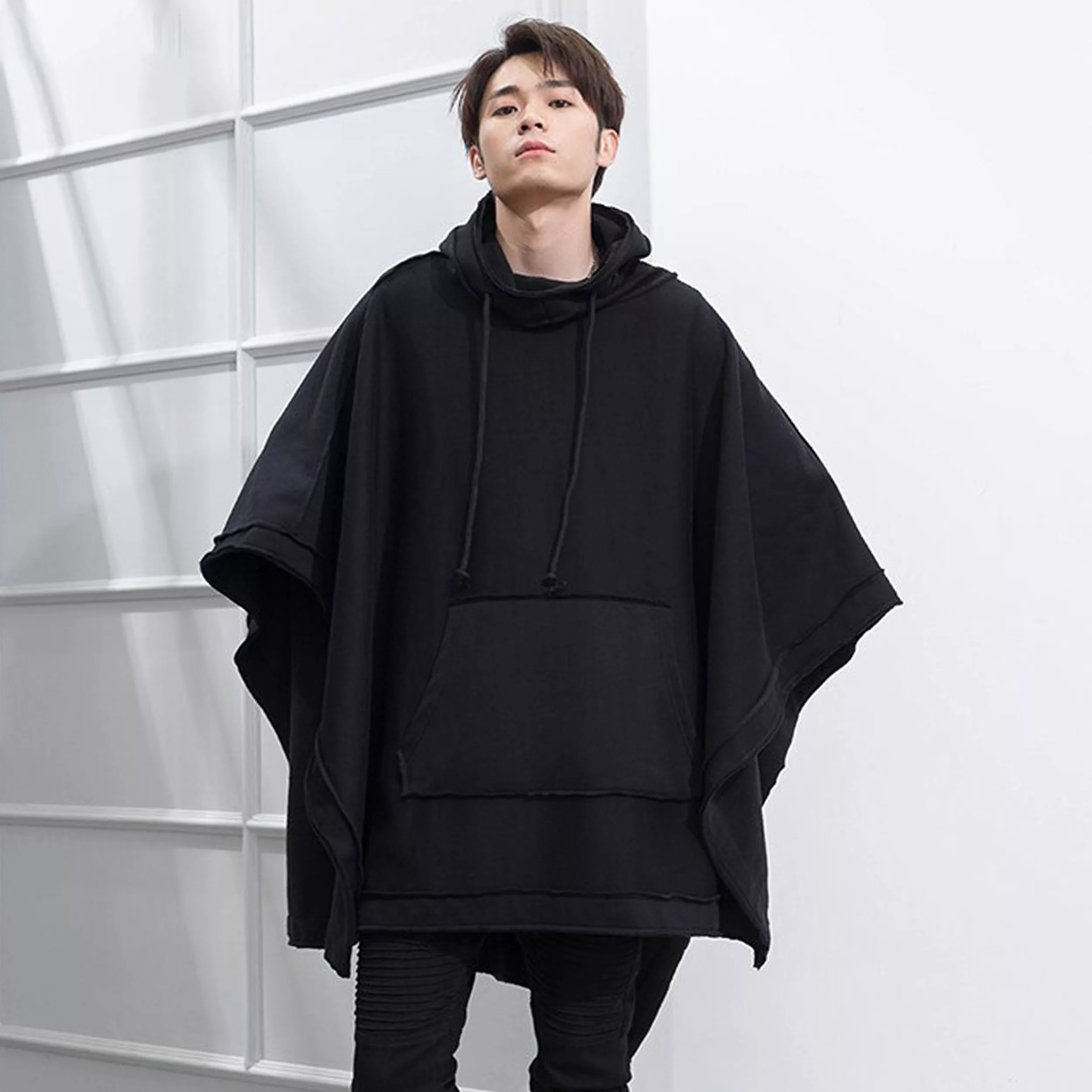 Men’s Fashion Black Hooded Cape / Ponchomo / Discover style with poncho